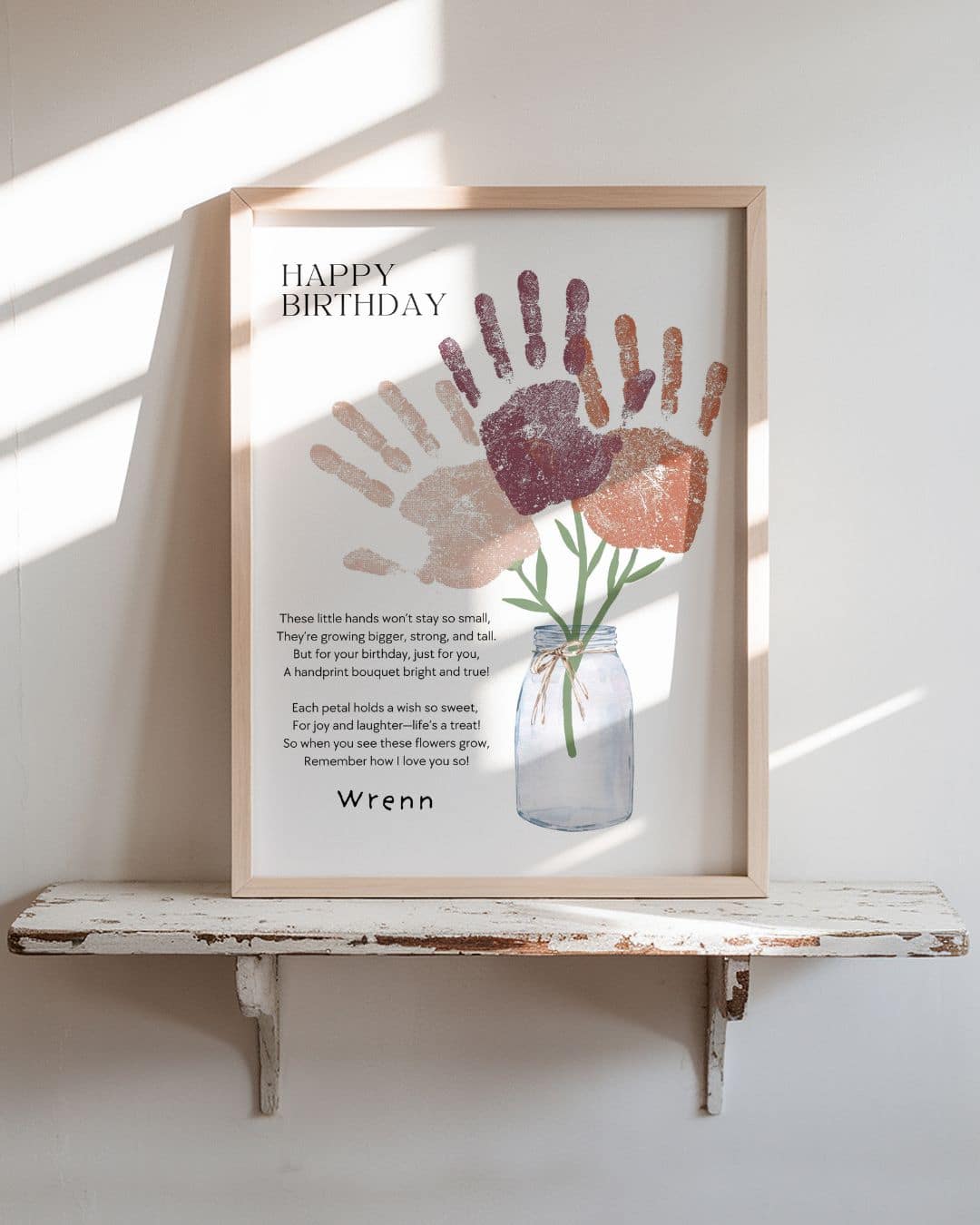 Happy Birthday Handprint Art Flowers - Little Moon Paper Co